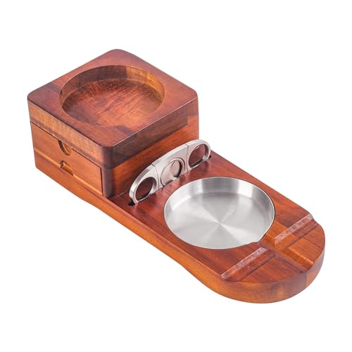 Wooden Aromatic Ashtray Cup Mat Aromatic Accessories For Men Aromatic Gift Set With Removable Ashtray Drawer Aromatic Cutter And Aromatic Holder