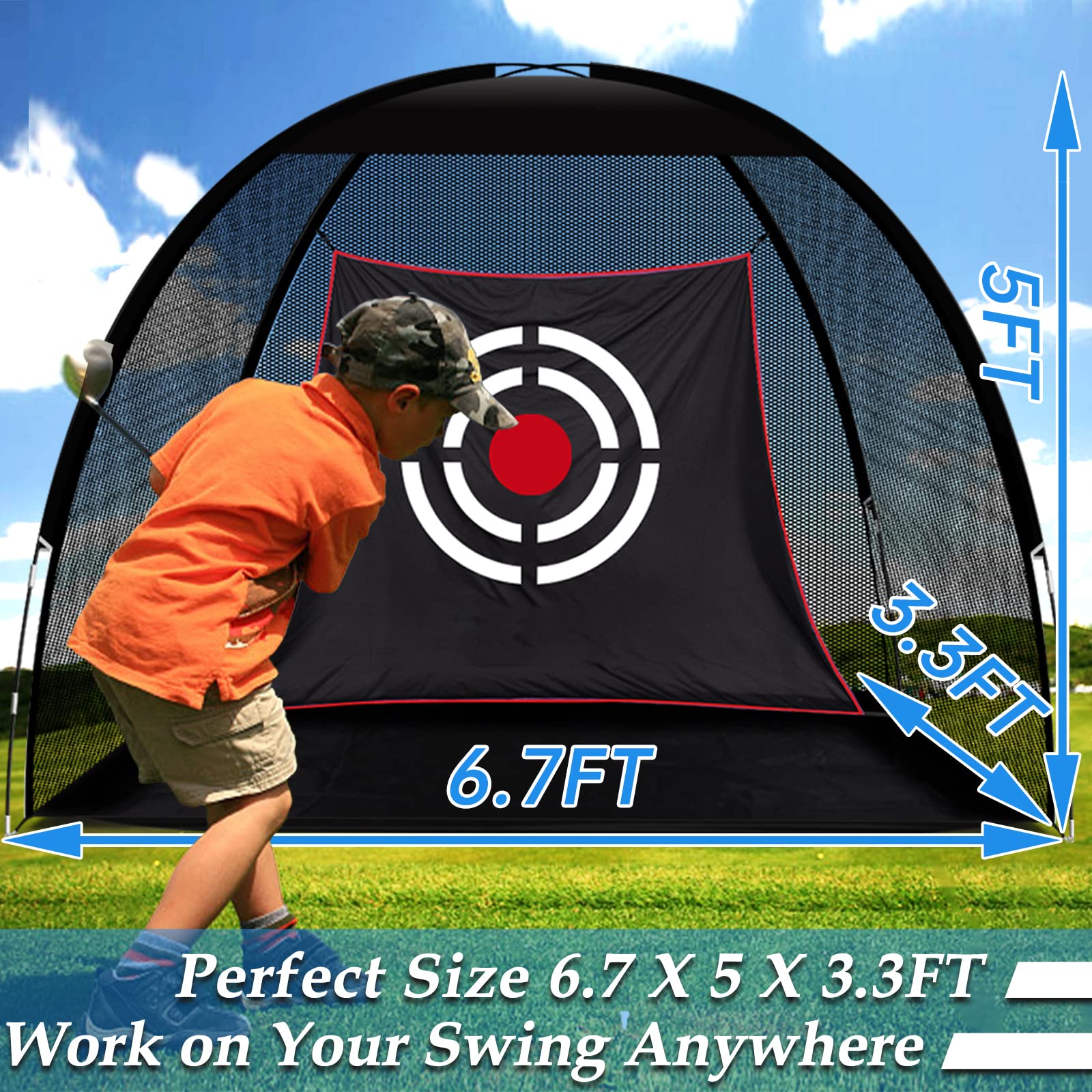 Indoor Golf Practice Net Golf Nets for Backyard Kids Golf Nets Indoor&Outdoor Golf Practice Hitting Nets Portable Golf Training Equipment 6.7x5x3.3FT