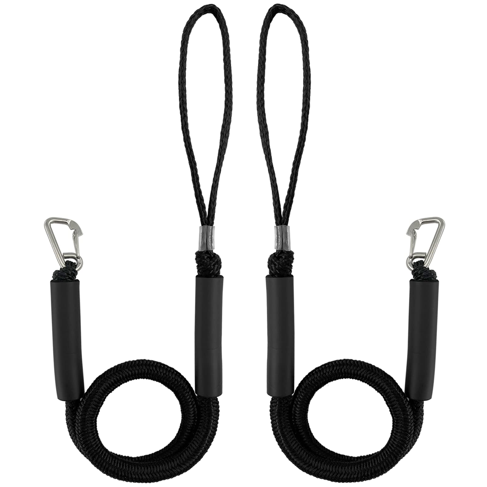 ISURE MARINE Bungee Dock Lines with Stainless Steel Hook 4 Feet Bungee Docking Rope Mooring Rope (2pcs)