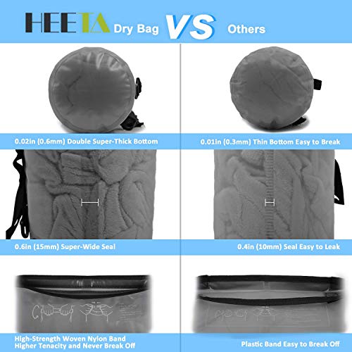 HEETA Waterproof Dry Bag for Women Men Transparent Black 5L Bundle with 3-Pack Clear Waterproof Dry Bag