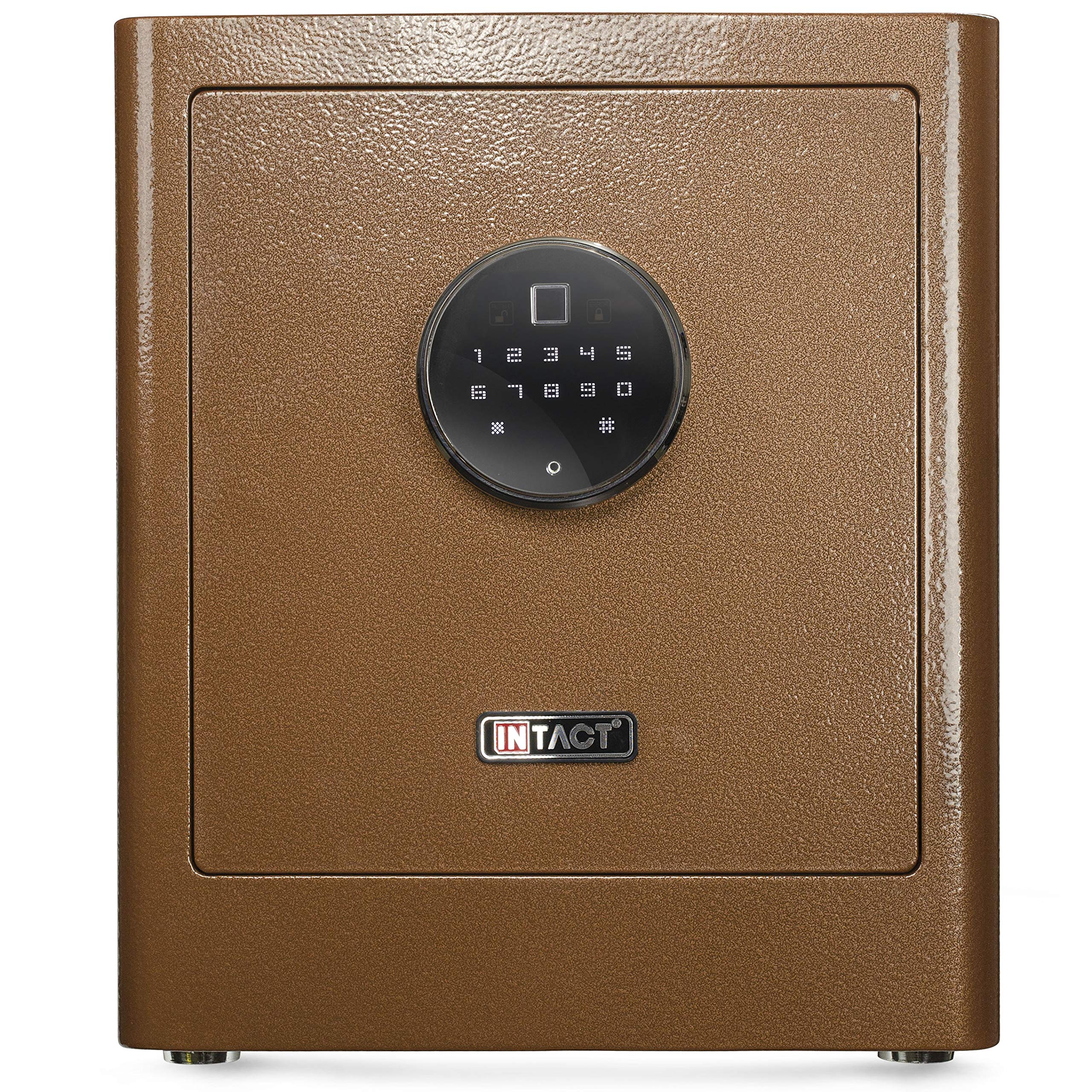 Intact Compact Quick Access Biometric Fingerprint Gun Safe With Nex-Gen Full Keypad Module Tall Bronze
