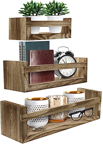 Sorbus Floating Shelves Bundle - 5 Rectangular Floating Shelves - 3 Support Bar Shelves & 2 Flat Floating Shelves - Hanging Wall Shelves for Home Decor