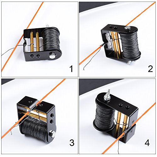 Huanggui Archery Bowstring Serving Thread Jig Wax Set - 30 Meter/Roll 0.018" Black Thread + 1Pcs Jig + 1Pcs 0.15OZ Bowstring Wax (0.018 Black Thread+Jig+Wax)