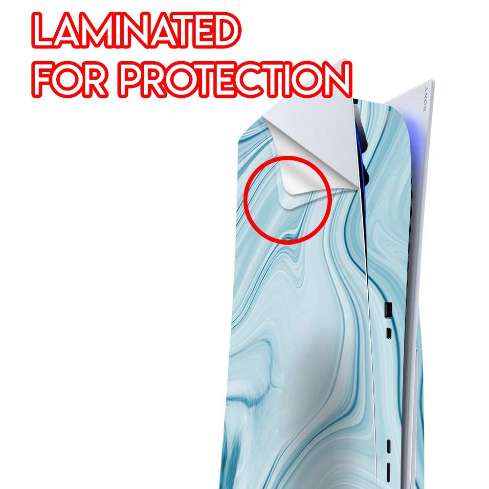 ITS A Skin Skins Compatible with Sony Playstation 5 Console Disc Edition - Protective Decal Overlay Stickers wrap Cover - Baby Blue Ice Swirl Marble