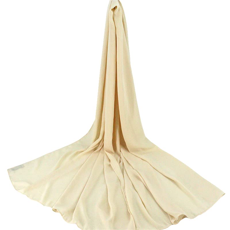 Hijab chiffon for women - hijab al-Quds β solid colors soft scarf - long hijab for women β head wrap haute chiffon - (cream)