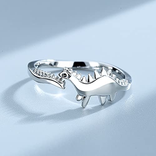 INENIMARTJ Dinosaur Rings, Cute Stegosaurus Tyrannosaurus And Triceratops Adjustable Rings,For Him Her Personalized, Jurassic Era Dinosaur Ring for Men Women (B)