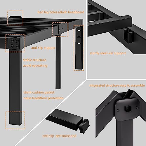 Sosain 14 inch Full Bed Frame Metal Platform Frame no Box Spring Needed,Black Heavy Duty Sturdy Steel,Easy Assembly,with Storage