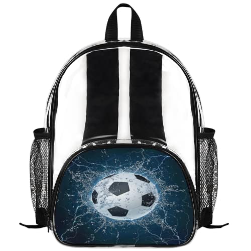 YoCosy Water Soccer Sport Ball Clear Mini Backpack Heavy Duty Small Transparent Backpack Purse Stadium Approved Clear Bag for Women Men Girls Kids School Sports Travel