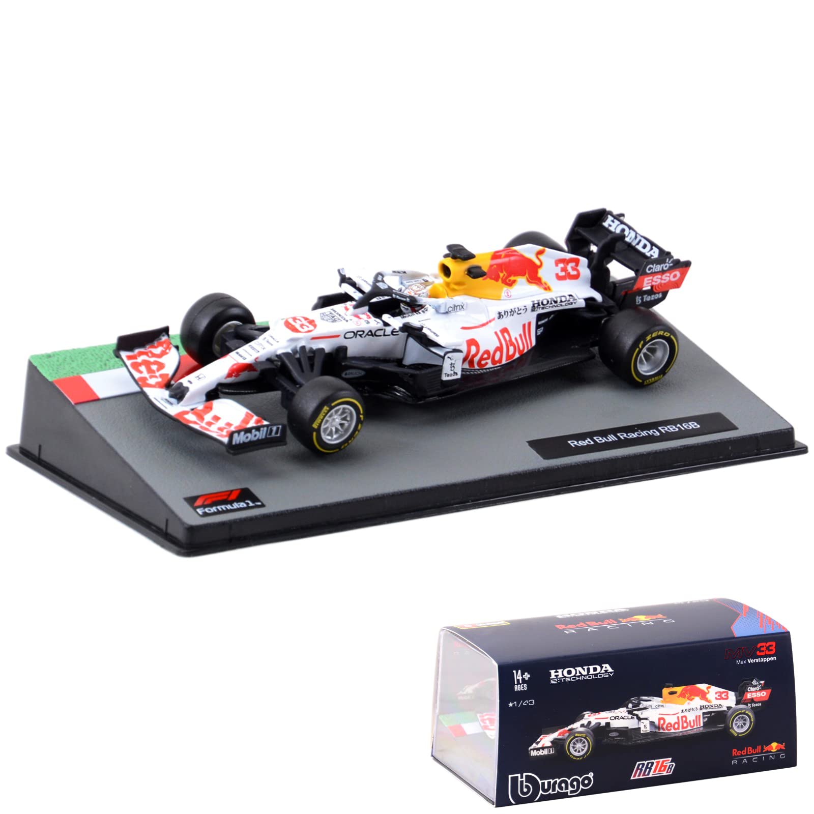 HTLNUZD Bburago 1:43 2021 Racing RB16B #33 Formula F1Max Verstappen 2nd Turkish1/43 Diecast Alloy Collectible Toy Car Model (Hardcover Version)