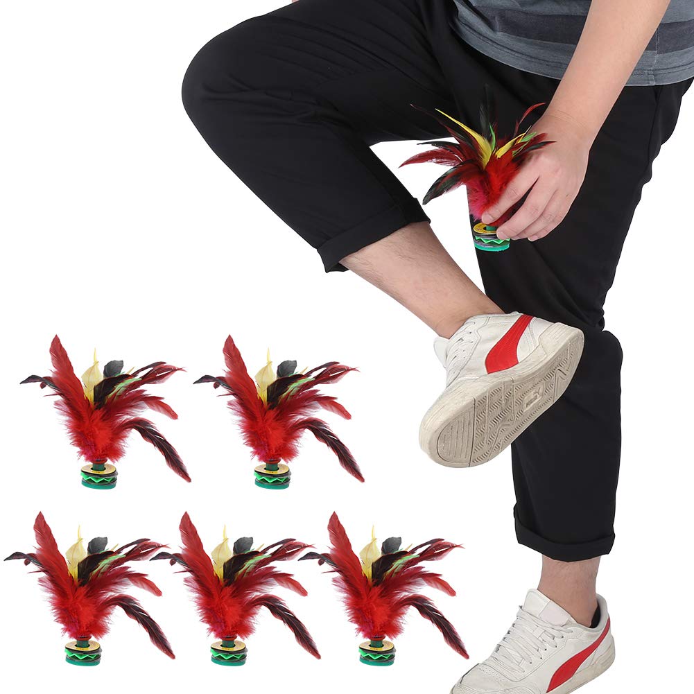 LAIONTY Chinese Manual Traditional Feather Shuttlecock, Color Kicking Shuttlecock for Foot Exercise