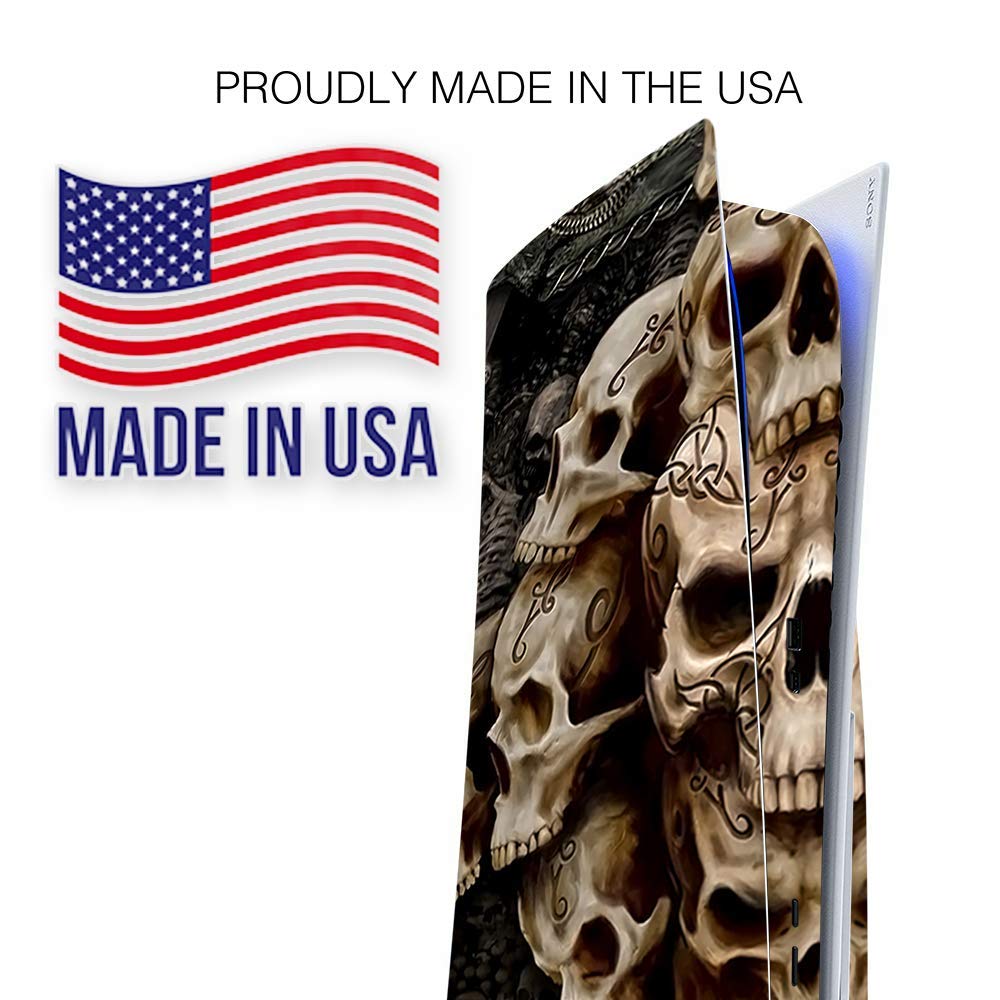 ITS A Skin Skins Compatible with Sony Playstation 5 Console Disc Edition - Protective Decal Overlay Stickers wrap Cover - Wicked Skulls Tattooed