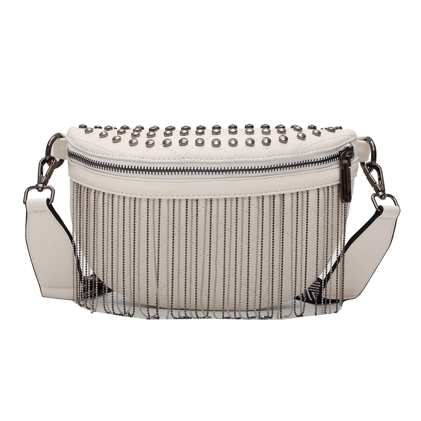 Heidi Women's Small Studs Crossbody Handbag Fashion Shell Shape Shoulder Messenger Bag (White)
