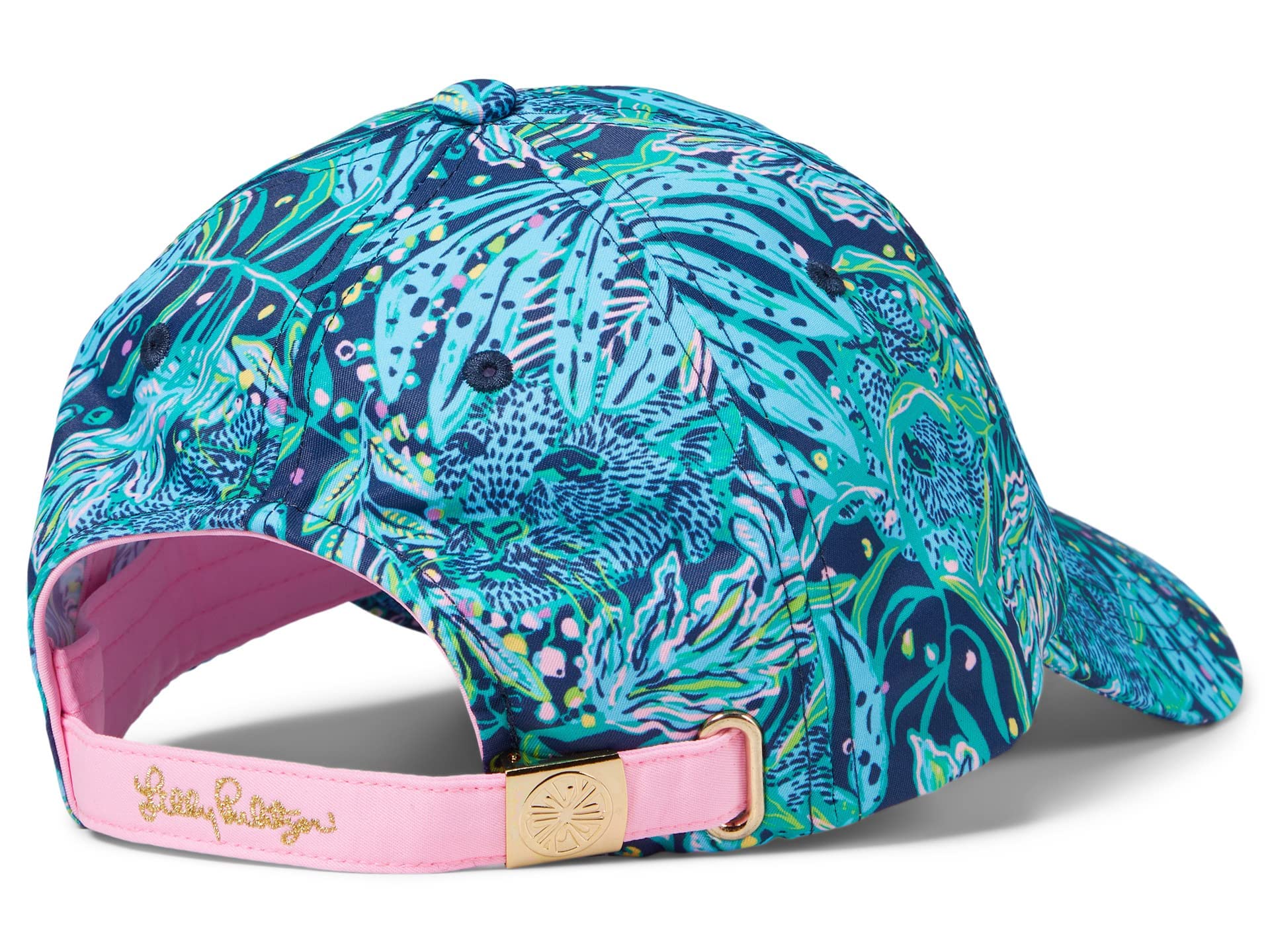 Lilly Pulitzer Run Around Baseball Hat for Women – Adjustable Back-strap – 100% Polyester – All-over Print Low Tide Navy Catty Purrsonality One Size One Size