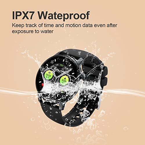 TOYCOD Smart Watch with Text & Call(Answer/Make), Bluetooth Fitness Tracker with 1.28β Round Touch Screen, IP68 Waterproof Heart Rate Blood Pressure Sleep Monitor, Activity Tracker, for Android iOS