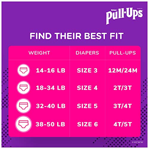 Huggies Pull Ups Learning Designs Big Pack, 2T-3T Girl, 54 Count (Pack of 1)