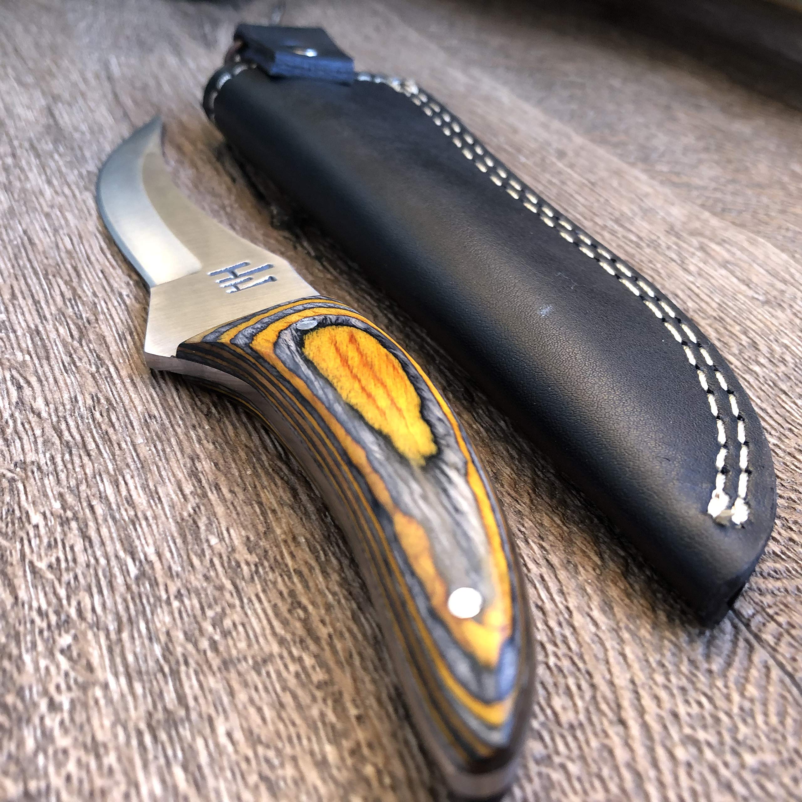Hobby Hut HH-321, 420C Steel Custom Handmade Hunting Knife with Sheath Fixed Blade Bushcraft Knife Full Tang Designed for Camping and Survival