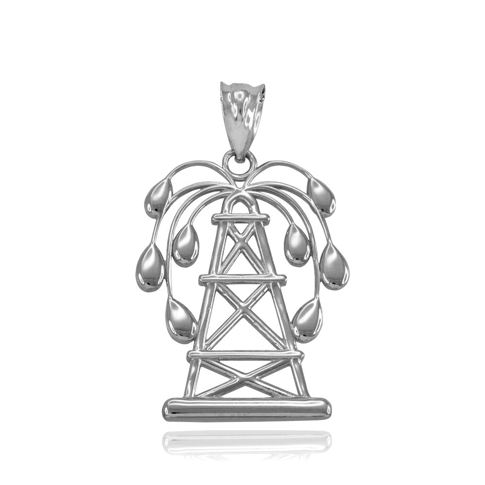 Gushing Oil Well Charm Pendant 925 Sterling Silver
