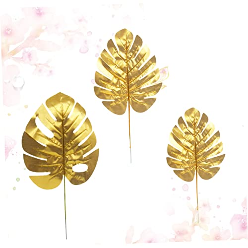 VOSAREA 36 pcs Artificial Foliage Wedding Decoration Golden Leaves Simulation Plants Faux Plants Artificial Palm Leaves Hawaiian Leaves Stems Monstera Leaves Decorations Eucalyptus vase