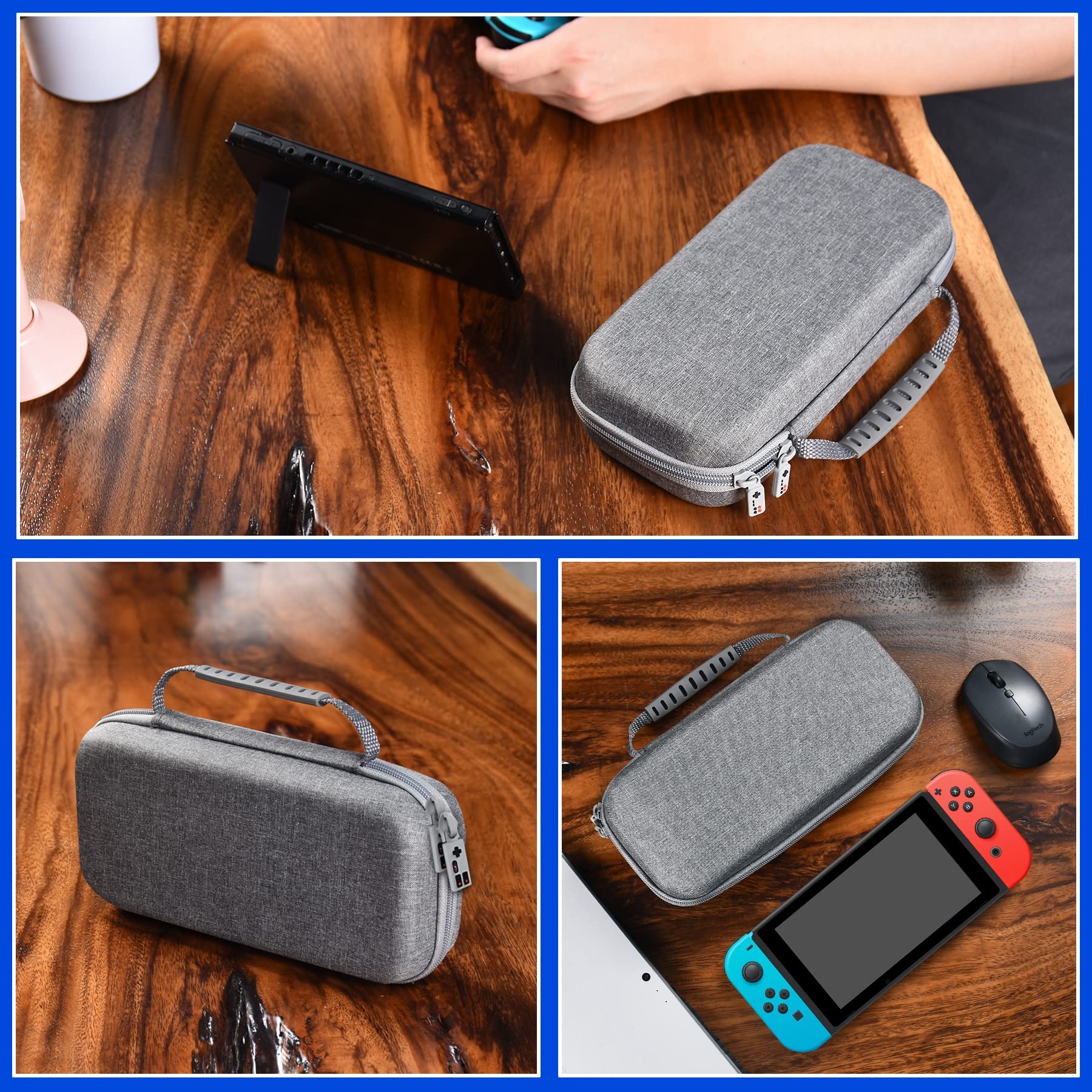 Kawaye Switch Case Compatible with Nintendo Switch, Switch Carrying Case with with 10 Games Slots, Portable Travel Hard Shell Switch Case for Game Storage Accessories, Gray