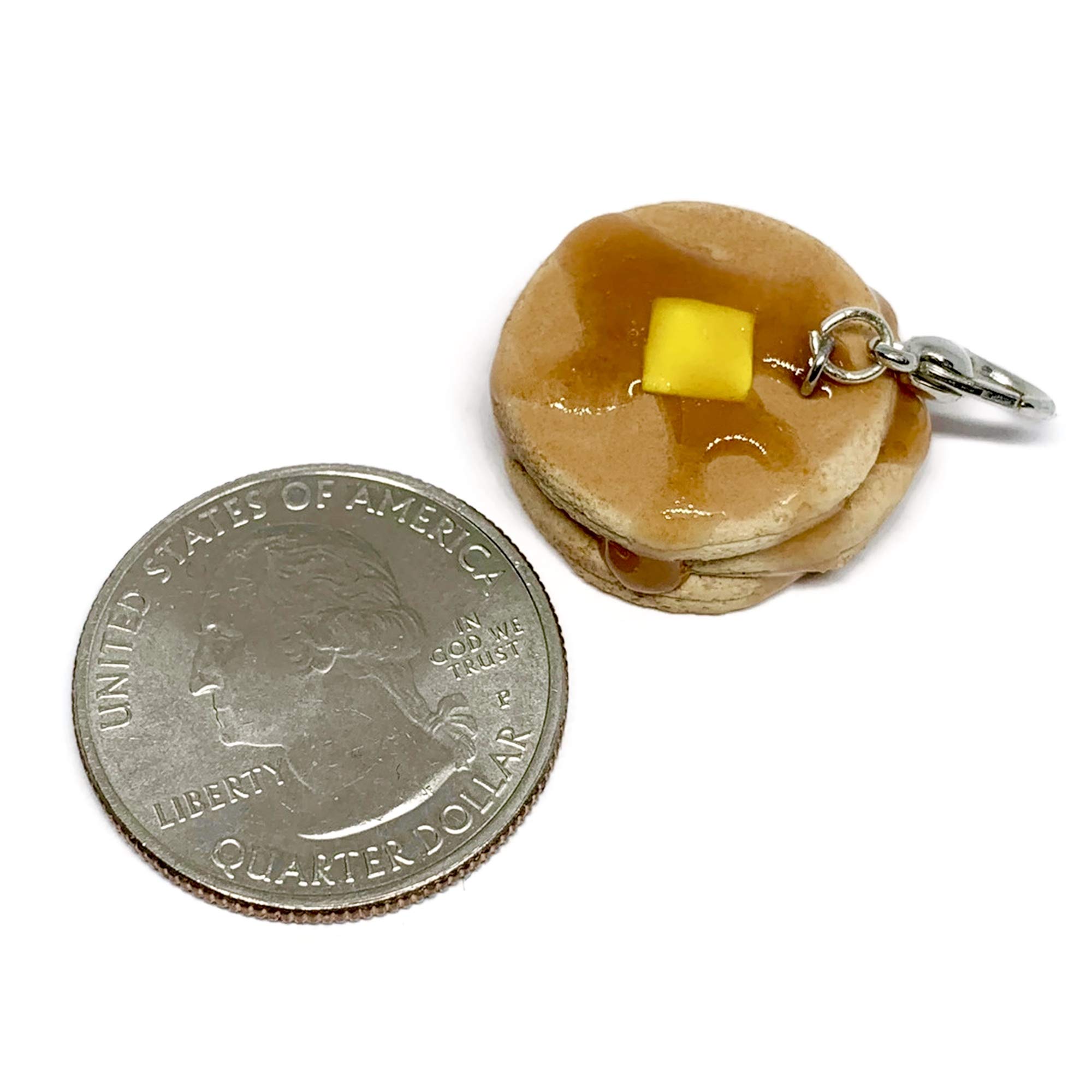 Handmade Pancakes Charm For Bracelet, Zipper Pull Charm With Durable Lobster Clasp, Food Themed Jewelry, Pancake Lover Gifts