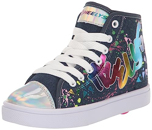 HEELYS Girl's Veloz (Little Kid/Big Kid/Adult) Denim/Rainbow/Multi 2 Little Kid M