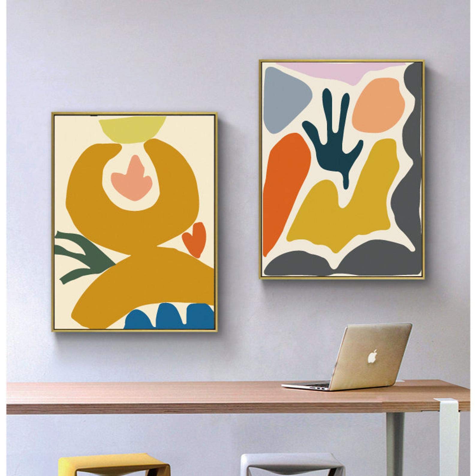 iMagitek Set of 6 Unframed Colorful Modern Abstract Minimalist Retro Pop Wall Art Poster (8" x 10")