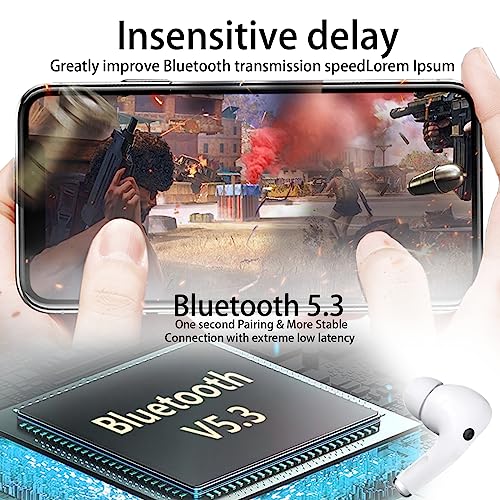 Xyxxmfxl True Wireless Earbuds Bluetooth 5.3 Mic Noise Cancelling IPX7 Waterproof Hi-Fi Stereo Sound Long Battery Auto Pairing for iPhone Android