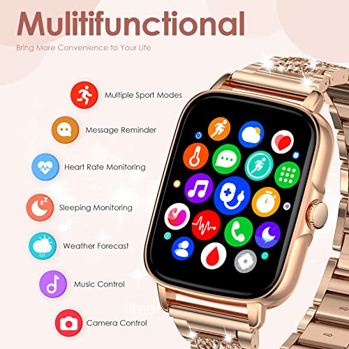 Smart Watch for Women Bluetooth Dial Call Speaker Fitness Tracker with Heart Rate Monitor Sleep Tracker Pedometer Smartwatch 1.69" HD Full Touch Screen Activity Tracker Watch for iPhone Android