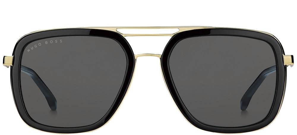 HUGO BOSS Casual Rectangular Glasses, Havana Dark Ruthenium, 55