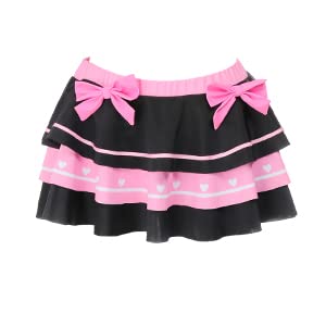 haikyuu Anime Kawaii Two Piece Swimsuit Cute Top and Skirt Bathing Bikini Set (Large, Kawaii Bow Multicolored)