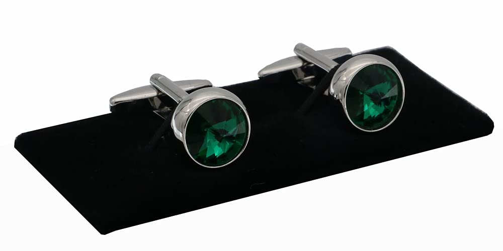 iGame Men's Luxury Crystal Cufflinks Green Color Stone Quality Wedding Cuff Links with Gift Box