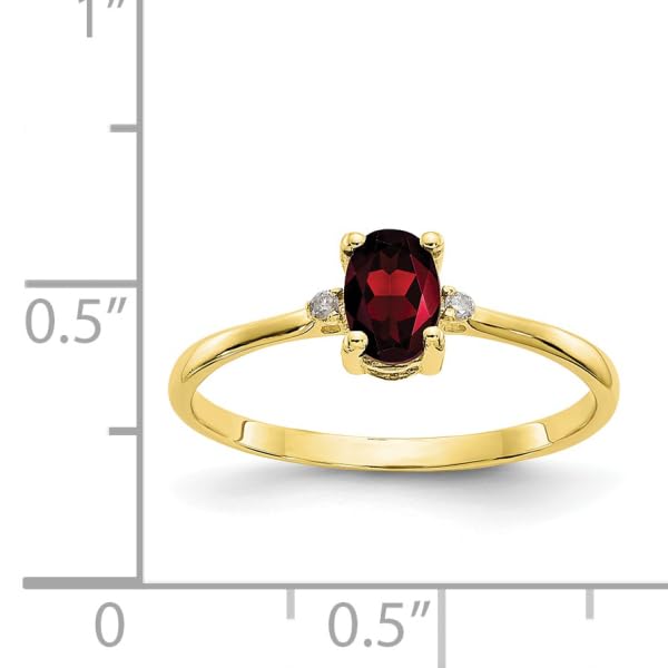 IceCarats 10K Yellow Gold Diamond Red Garnet January Birthstone Ring size 6