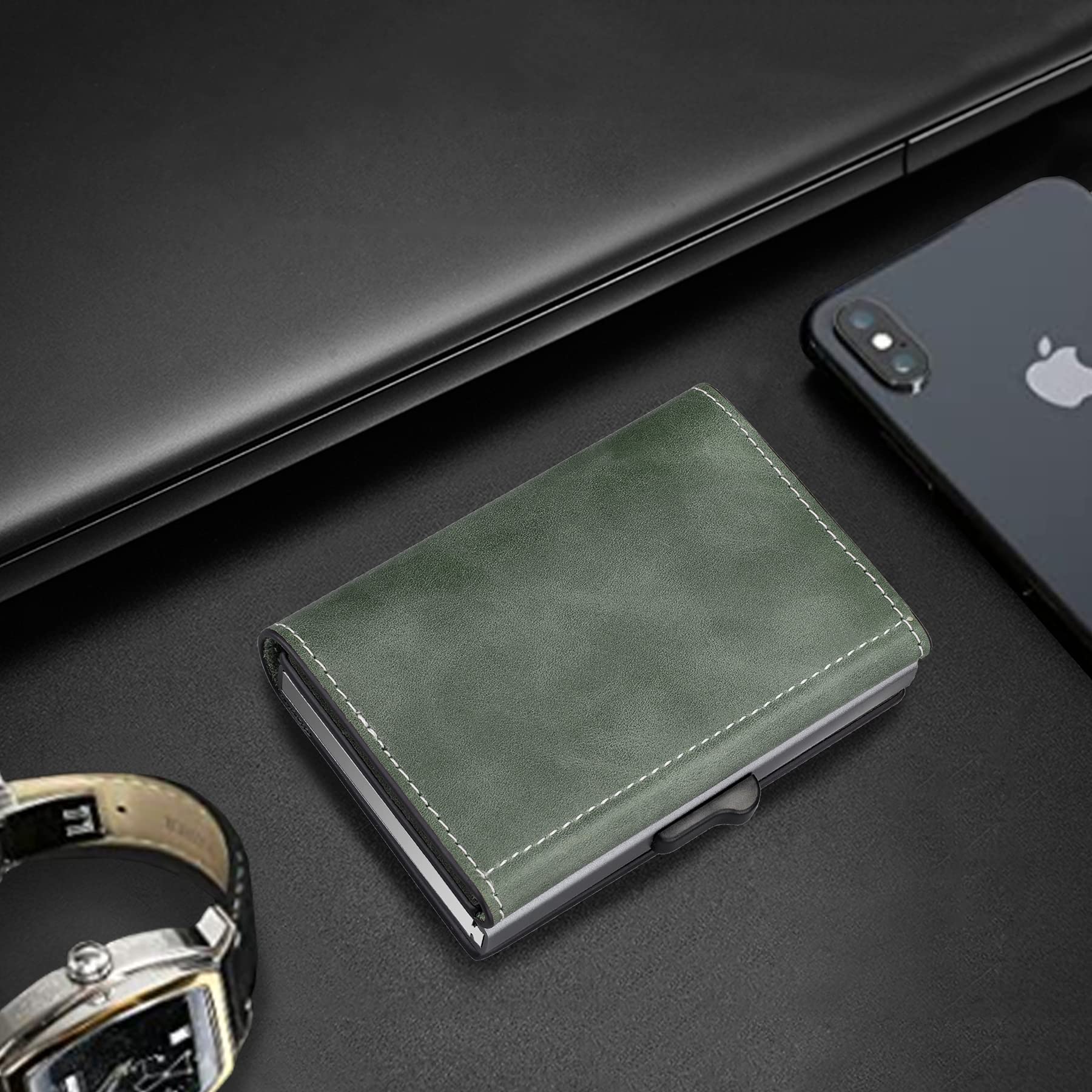 Itslife Minimalist Wallet for Men,Pop up Card Holder for Women with Genuine Leather Cover, Slim Front Pocket Wallets Rfid Blocking,Gift Wallet for Men & Women