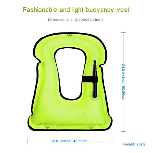 Inflatable Snorkel Vest for Adults, Adjustable Light Snorkeling Jackets Safety Vests for Diving, Snorkeling, Swimming, Surfing (Up to 200 lbs Loading)