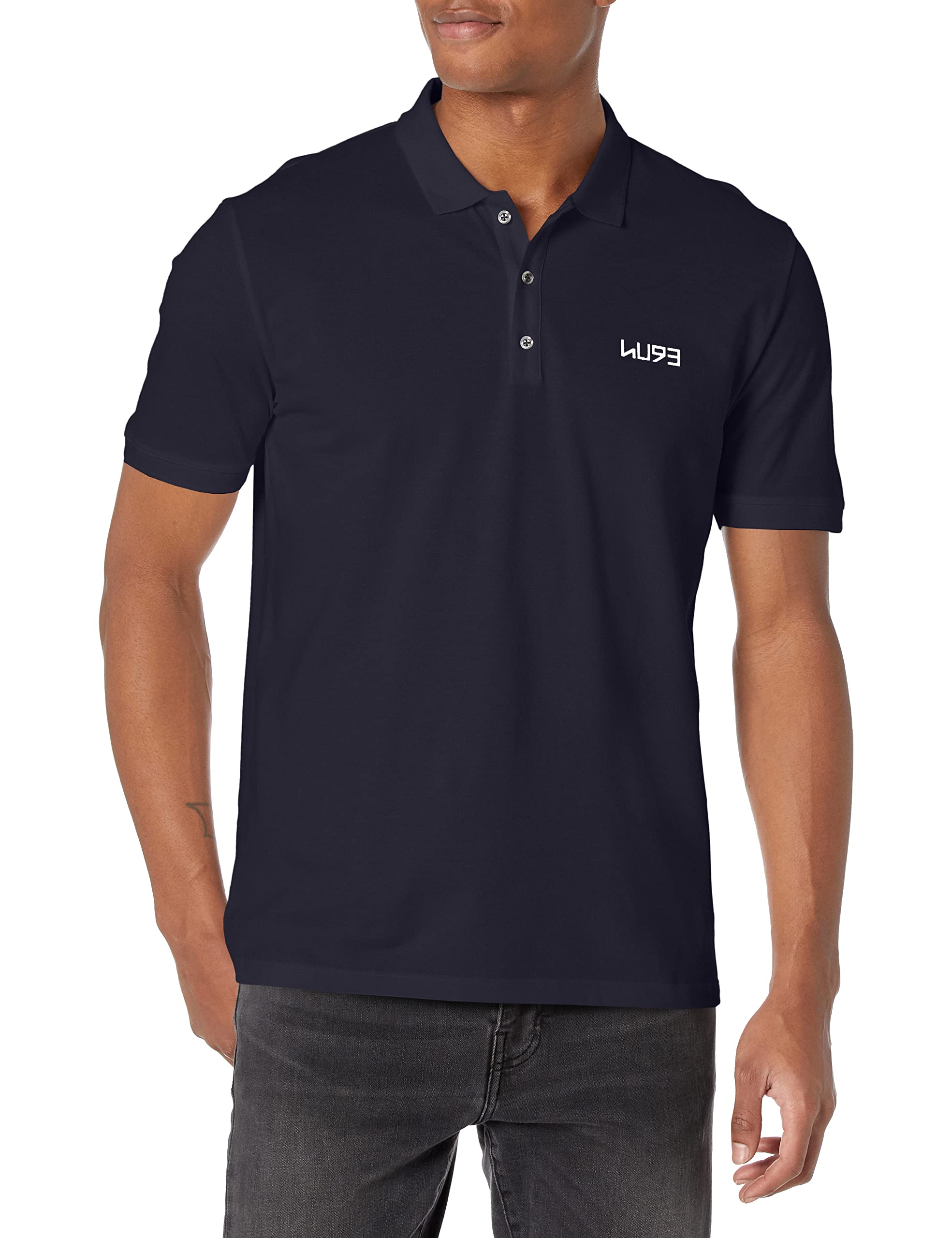 HUGO Boss Men's Short Sleeve Big Logo Polo T-Shirt, Dark Blue, XXL