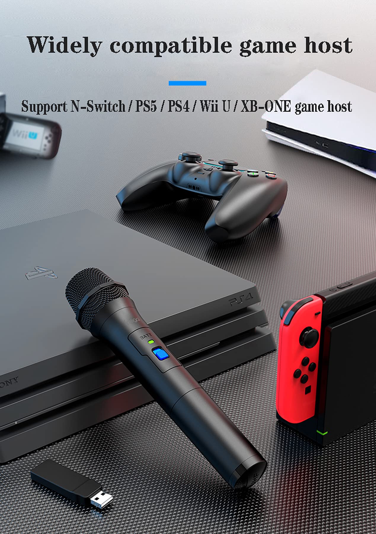 ipega PG-9207 Game Wireless Microphone, Game Console Microphone, with Switch Compatible with N-Switch PS5 PS4/ Game Wireless Microphone
