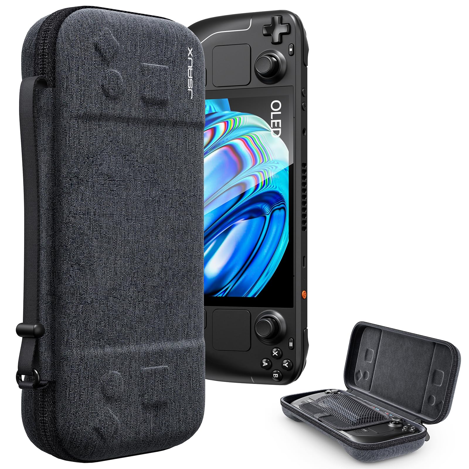 JSAUX Carrying Case Compatible with Steam Deck, Protective Hard Shell Carry Case Portable Travel Storage Bag Carry Case Pouch with Pocket for Steam Deck & Accessories - BG0101