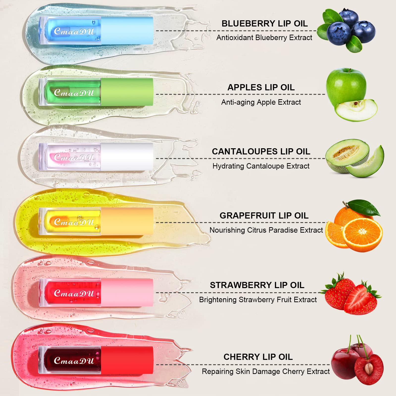 KIMIEYE 6Pcs Color Changing Lip Gloss Set, Long Lasting Moisturizing Lip Tint, Waterproof Lip Balm, Hydrating Lip Oil for Natural and healthy Lip Look, 0.4 fl oz