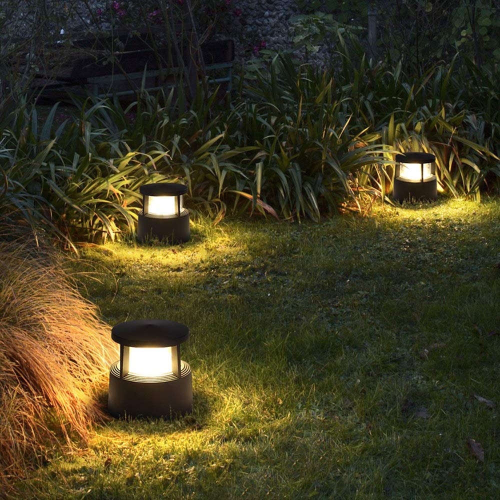 IBalody E27 Modern Simple Waterproof Outdoor PC Post Lights Height 21cm Metal Aluminum Column Lamp Villa Home Street Garden Courtyard Deocrative Lighting Pillar Lights