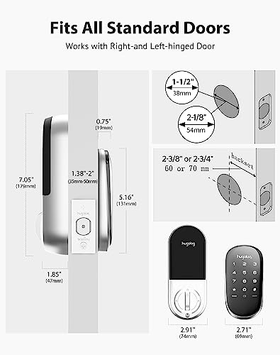 Hugolog Smart Lock,Touchscreen Deadbolt Remote Wireless Control & Bluetooth Keyless Door Entry Easy Installation and Program High Security Material for Metal Home & Office