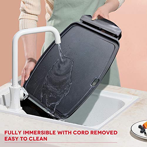 iCucina Griddle Grill Combo, 3-in-1 Electric Panini Maker, Reversible Plates with Double Cooking Surface, Stainless Steel
