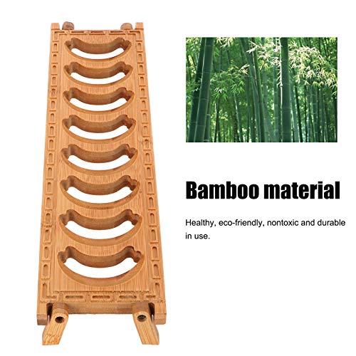 VTOSEN Natural Bamboo Teacup Holder Shelf Tea Cup Draining Rack Organizer Tea Ceremony Accessories(Eight Compartment)