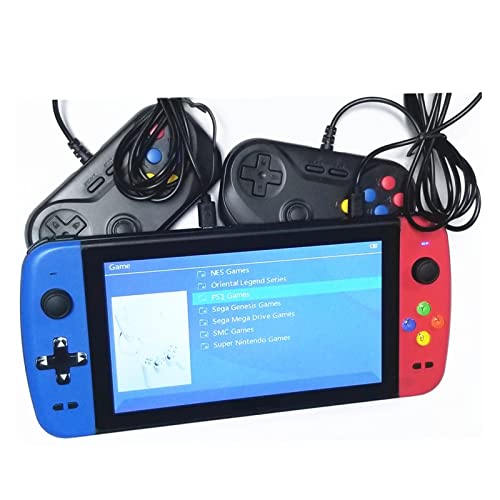 PS7000/Q900 7 "console With 2 Gamepads 64/128GBMAME/CPS/NEOGEO 100 Ps1 Games ( Color : BlueRed 128GB )