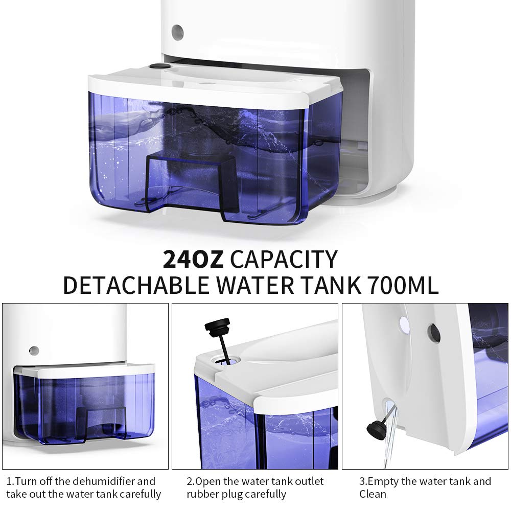 Hysure Small Dehumidifie,700ml Compact Deshumidificador for 215 sq ft, Portable and Compact Ultra Quiet for RV,Bedroom,Home, Bathroom,Basement,Closet