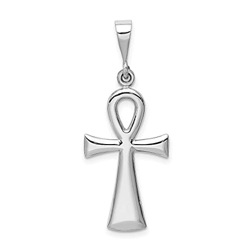 IceCarats 14K White Gold Egyptian Ankh Holy Cross Symbol of Life Ancient Necklace Religious Pendant Jesus Christ Charm 36mm x 15mm Only