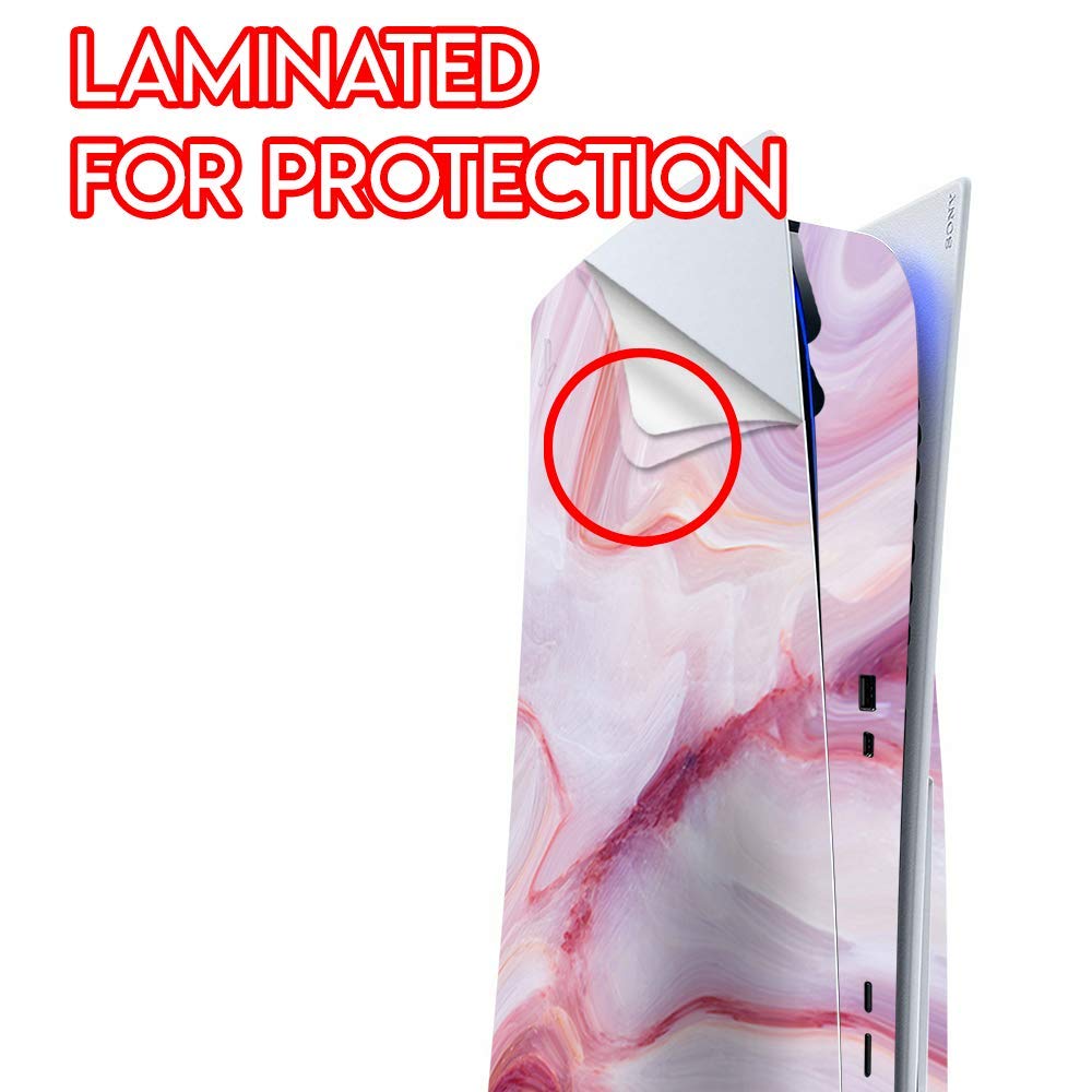ITS A Skin Skins Compatible with Sony Playstation 5 Console Disc Edition - Protective Decal Overlay Stickers wrap Cover - Pink Stone Marble Geode