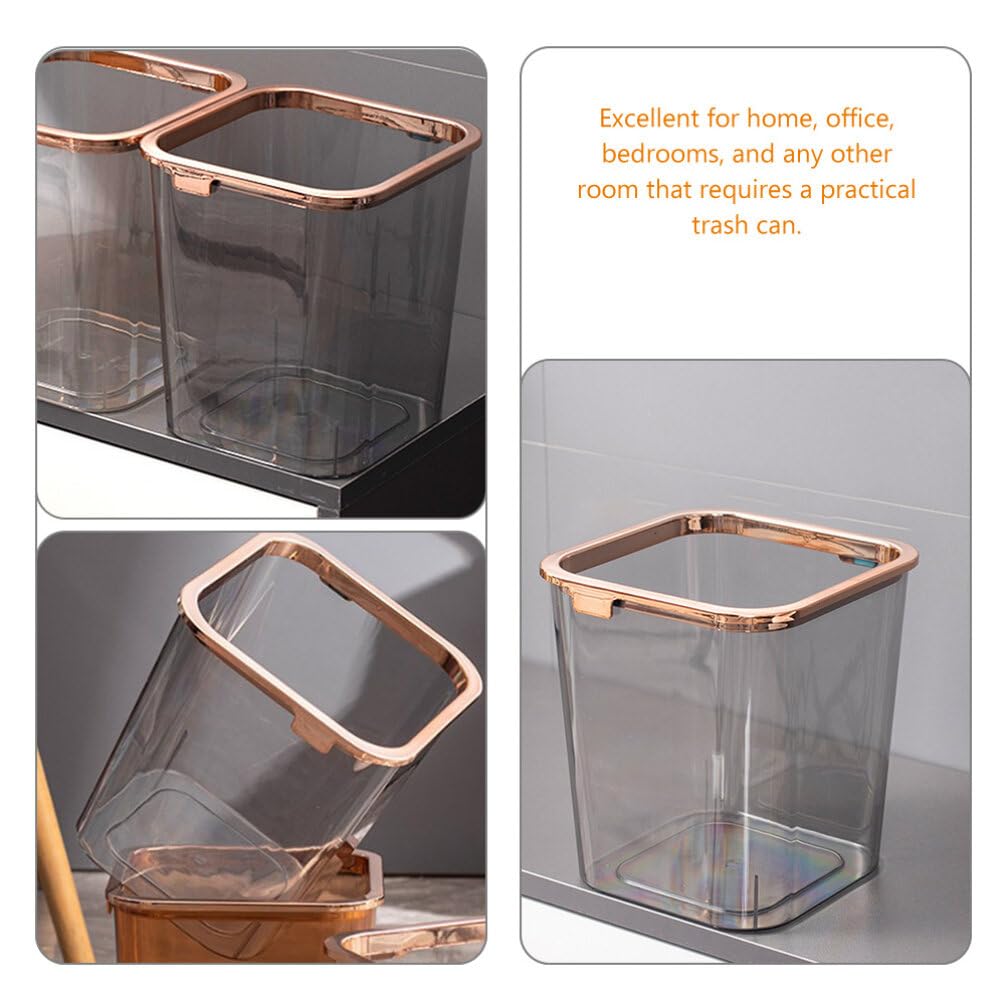 HOMSFOU Transparent Trash Can Plastic Trash Can Tabletop Trash Can Clear Trash Can Bathroom Adorable Waste Bin Trash Bin Retro Trash Can Belt Pressure Ring Accessories Office The Pet