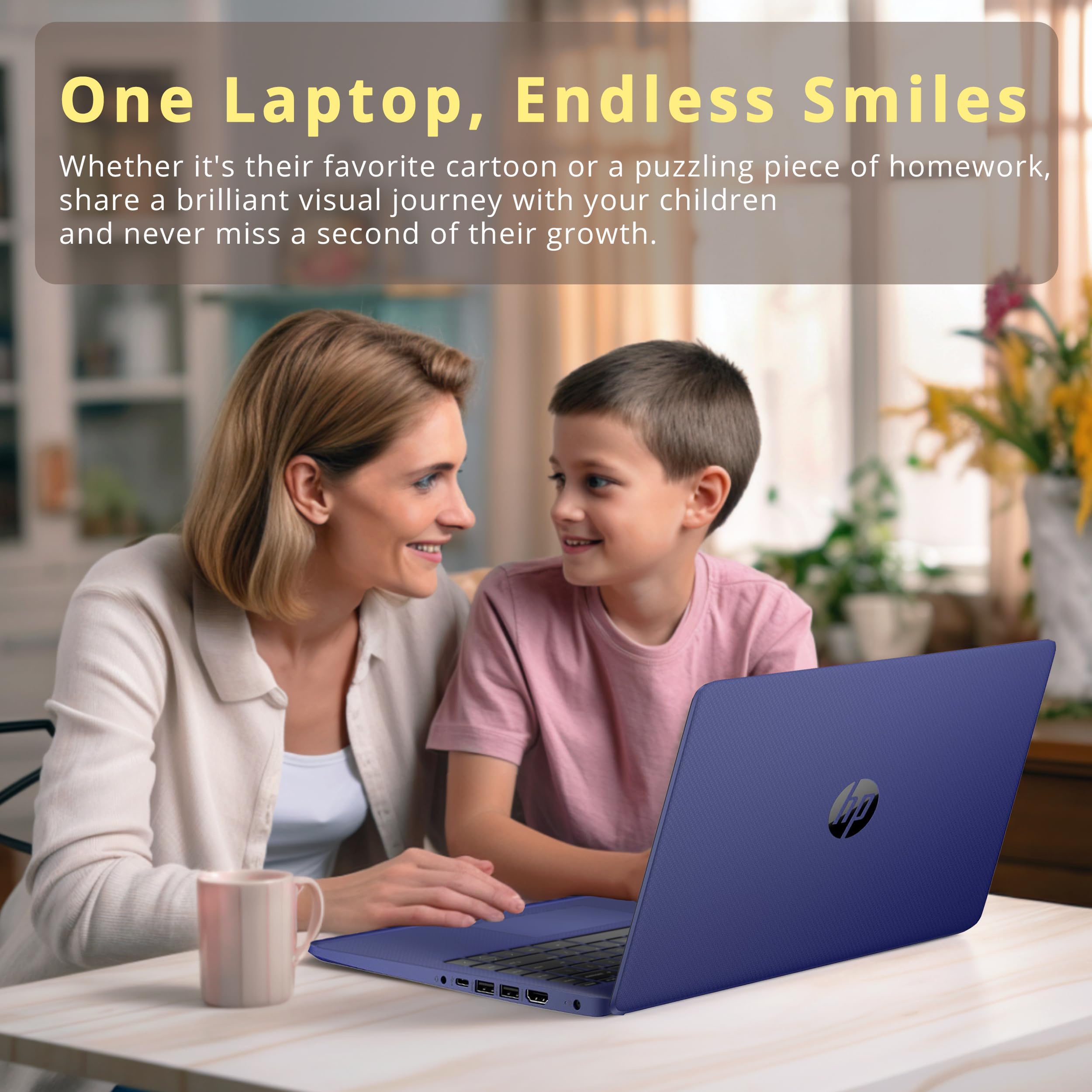 HP Premium Stream 14" HD BrightView Laptop, Intel Celeron N4120, 8GB RAM, 64GB eMMC Storage, UHD Graphics, HD Webcam, 1 Year Office 365, Bluetooth, WiFi, HDMI, Win 11s, Blue, 32GB Hotface USB Card