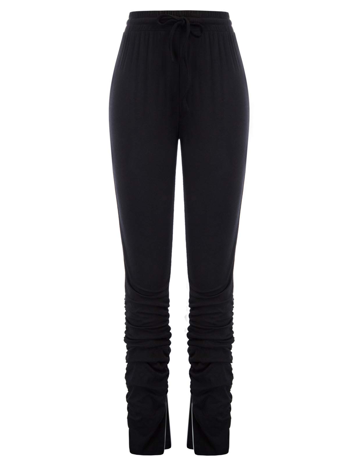 Kate Kasin Women's Stacked Leggings Casual Yoga Sport Pants Split Hem Flare Pants Workout Active Sweatpants Black Medium
