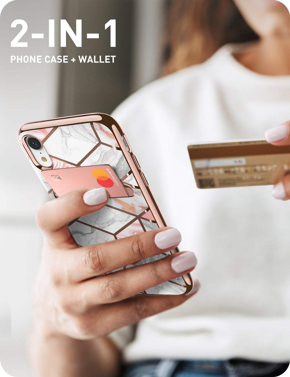 i-Blason Cosmo Wallet Slim Designer Wallet Case for Apple iPhone XR (Marble)